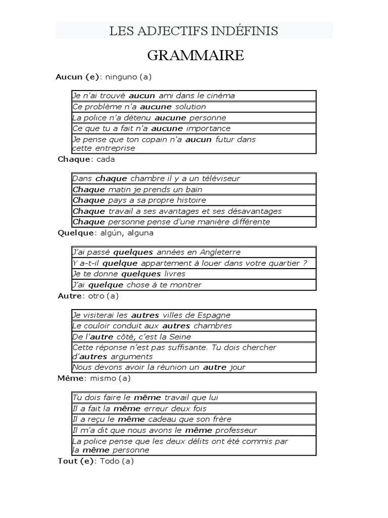 Adjetivos Indefinidos | PDF