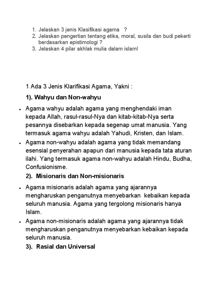 Jelaskan 3 Jenis Klasifikasi Agama | PDF | Ilmu Sosial | Agama & Spiritualitas