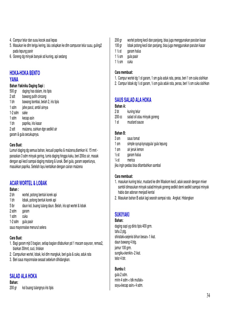 Resep Hoka-Hoka Bento dan Variasi Salad | PDF
