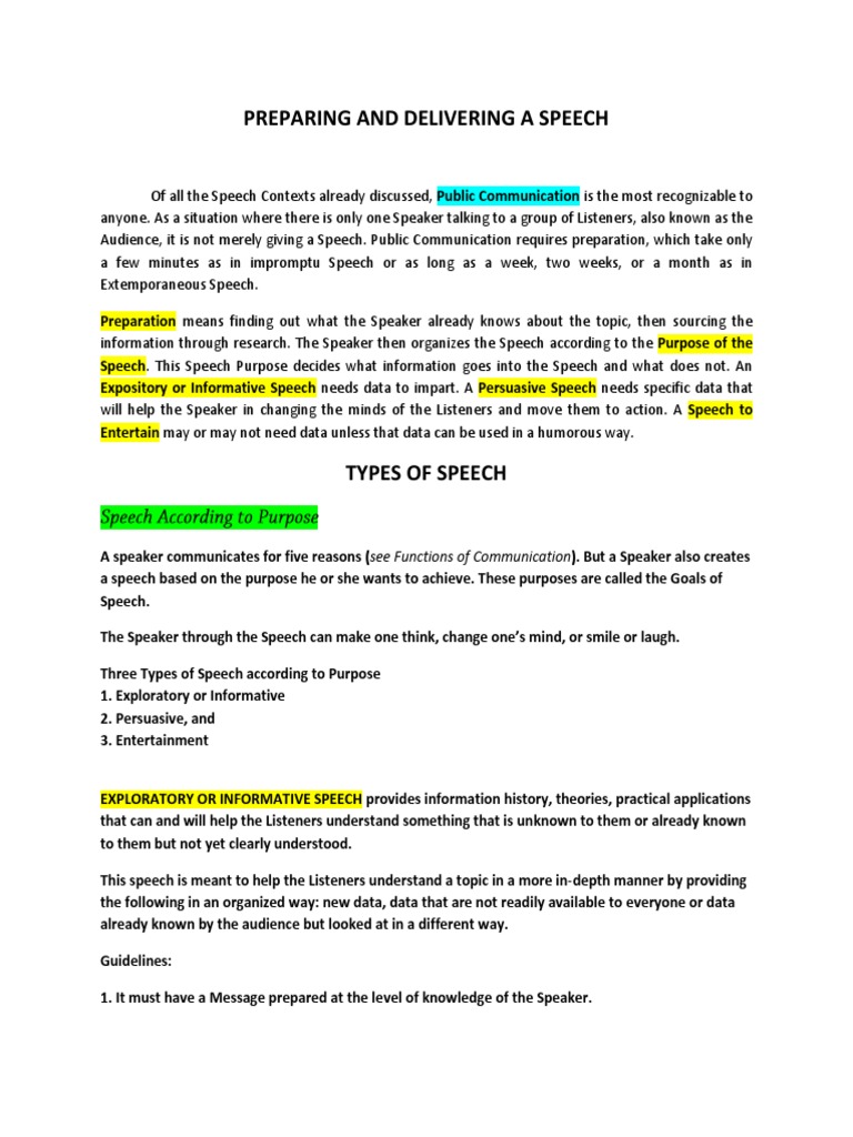 Preparing and Delivering A Speech | PDF | Communication | Knowledge