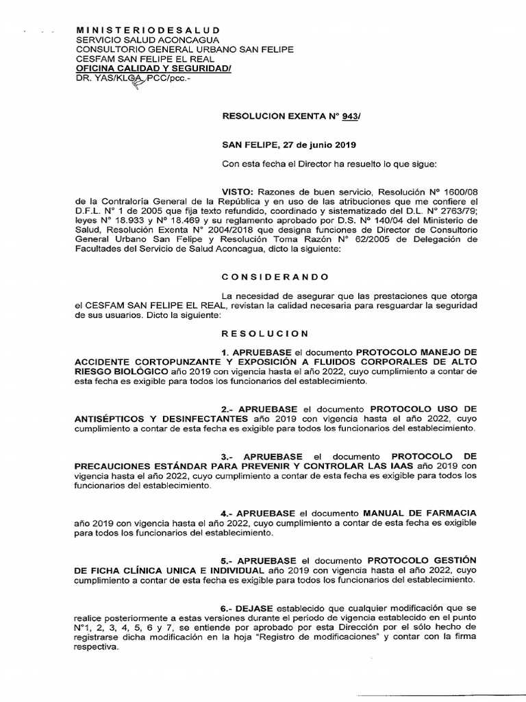 Aprueba Protocolo de Manejo de Accidente Corto Punzante PDF | PDF