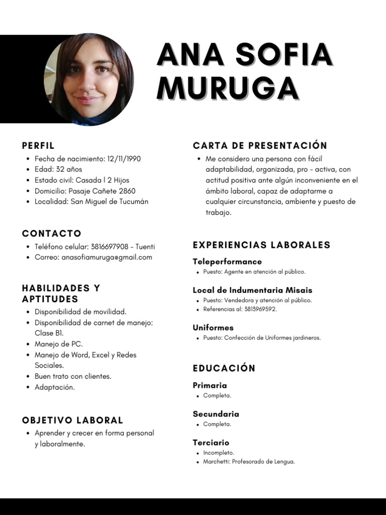Curriculum Vitae Ana Sofia Muruga | PDF