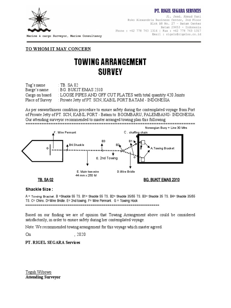 Form Kosong Certificate Towing Plan | PDF