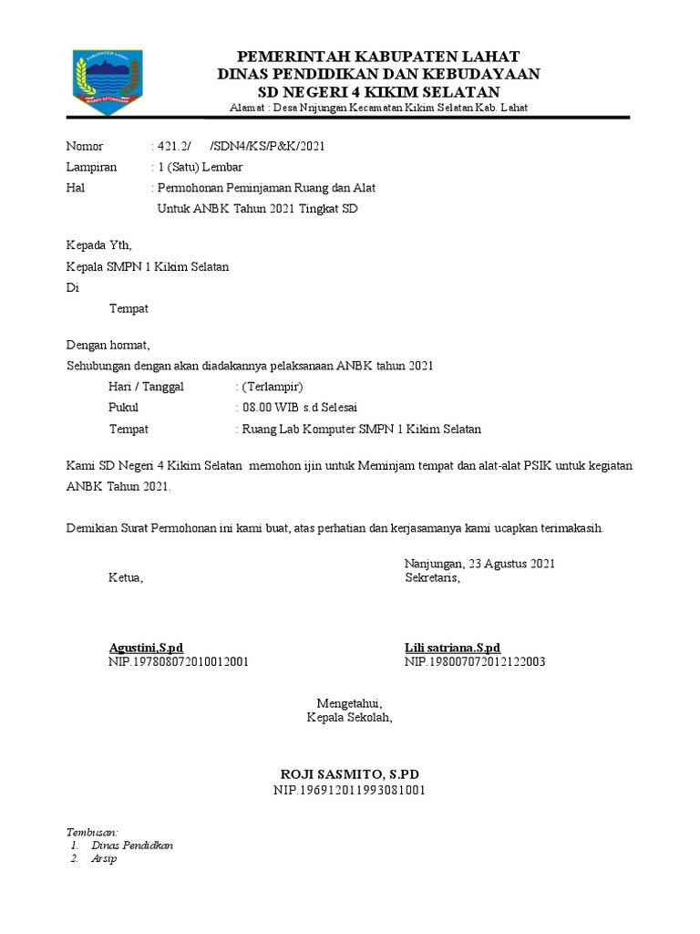 Format Surat Permohonan Untuk Anbk | PDF