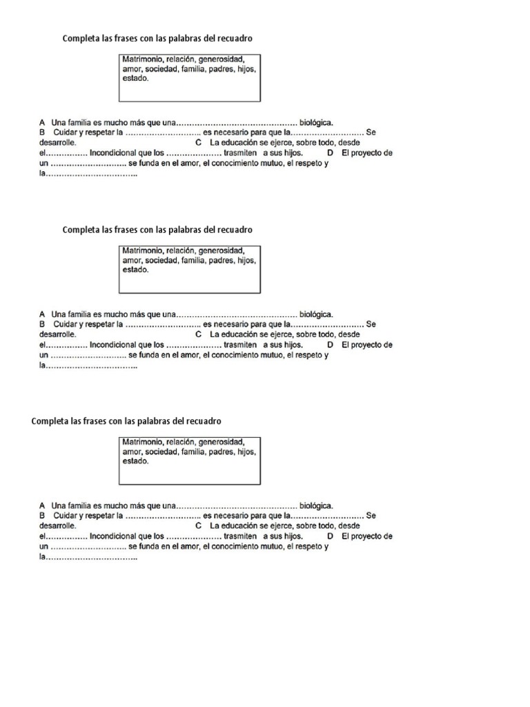 Completa las frases del recuadro | PDF
