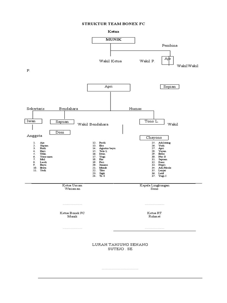 Struktur Team Bonex FC | PDF