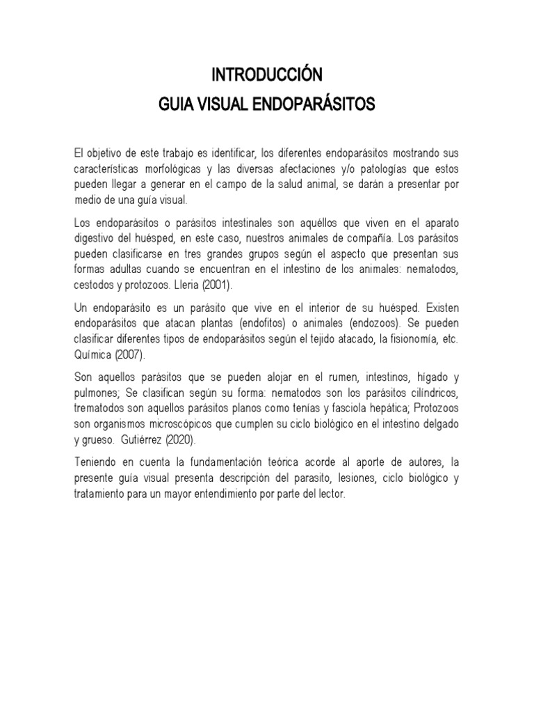 Introduccion Endoparasitos | PDF