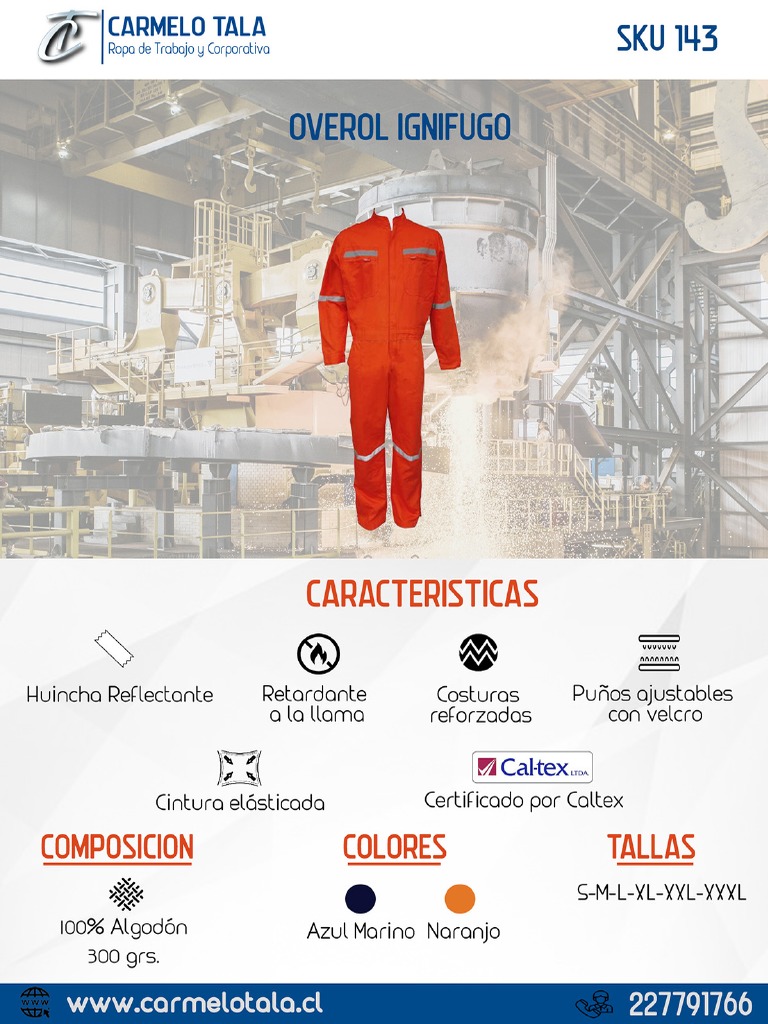 Ficha Tecnica Overol Ignifugo | PDF