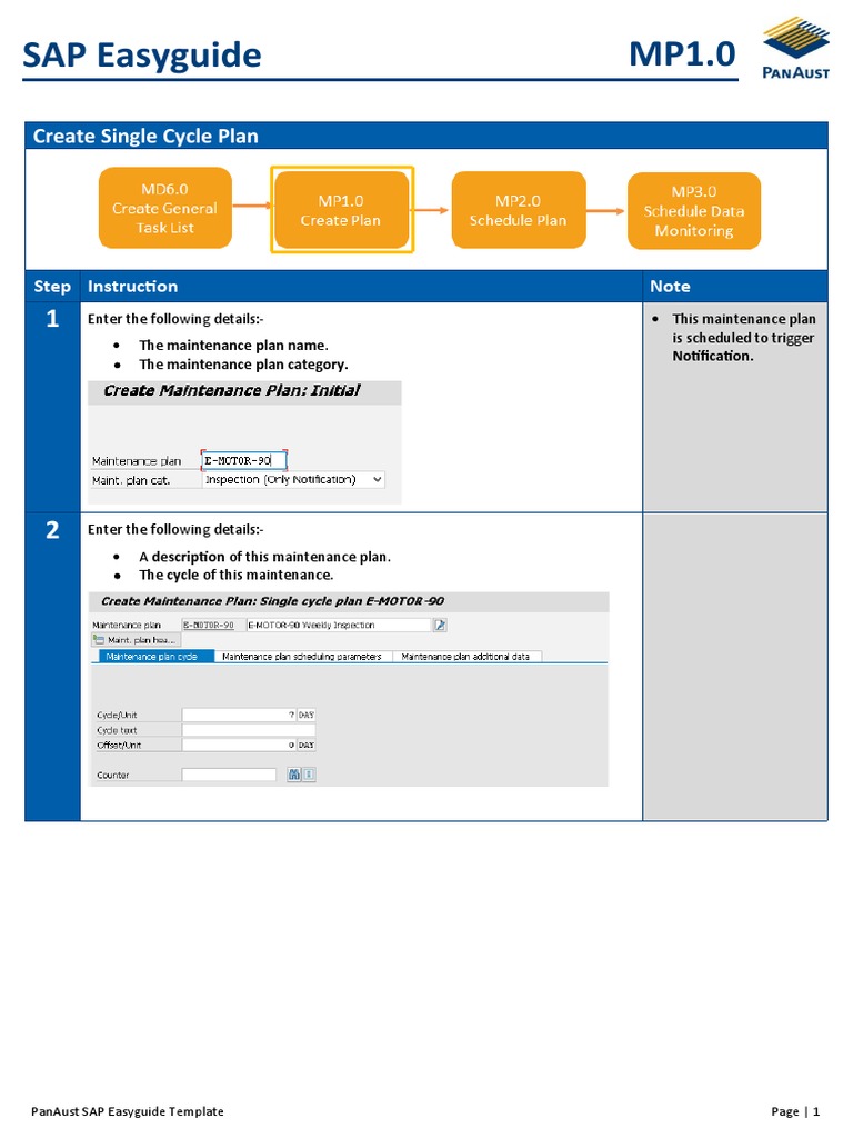 MP003 - Create Single Cycle Maintenance Plan | PDF