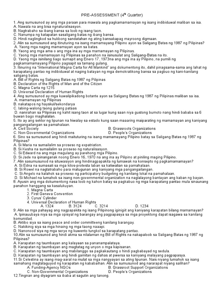 Pre Assessment | PDF