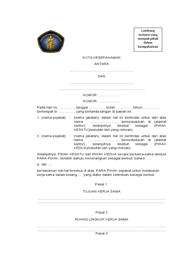 Contoh Nota Kesepahaman | PDF