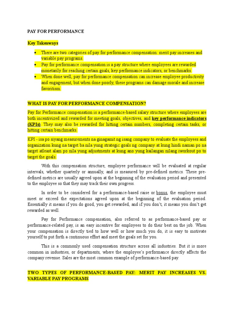 Pay for Performance: Merit Pay & Variable Bonus Programs Explained ...