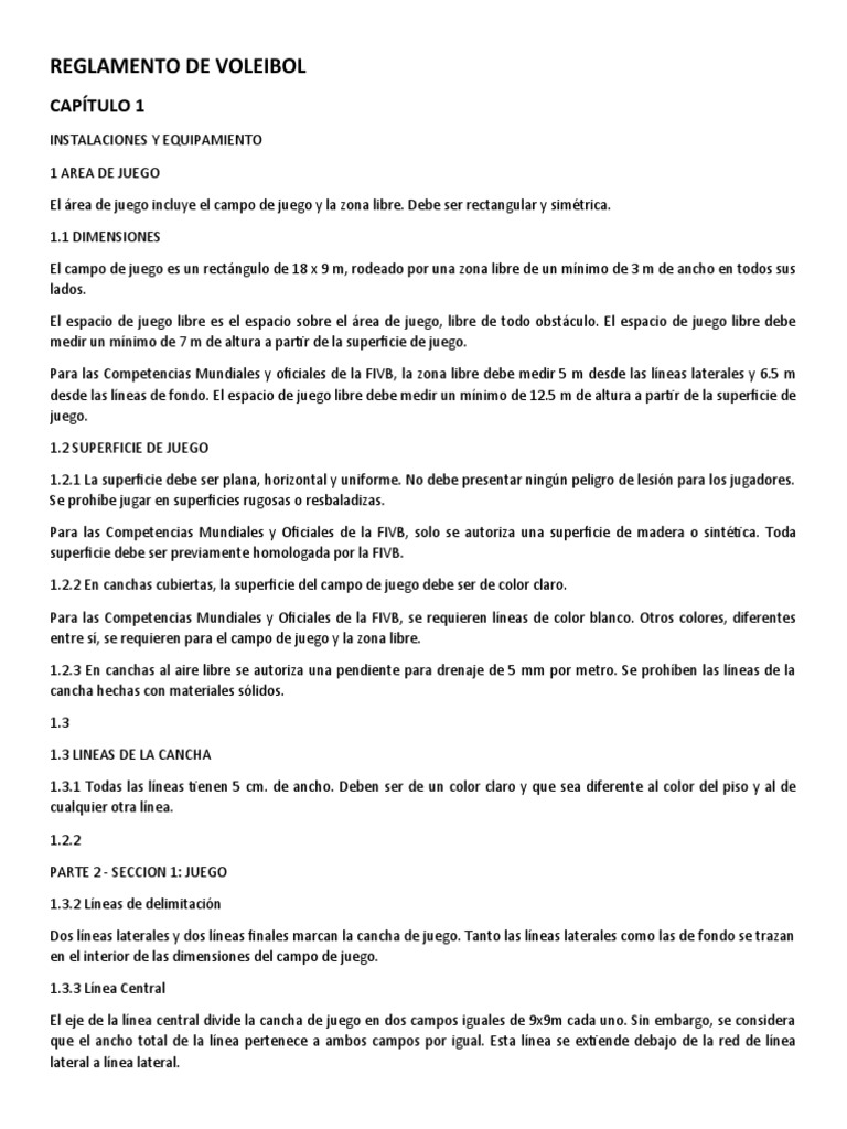Reglamento De Voleibol Instalaciones Y Equipamiento Pdf Vóleibol