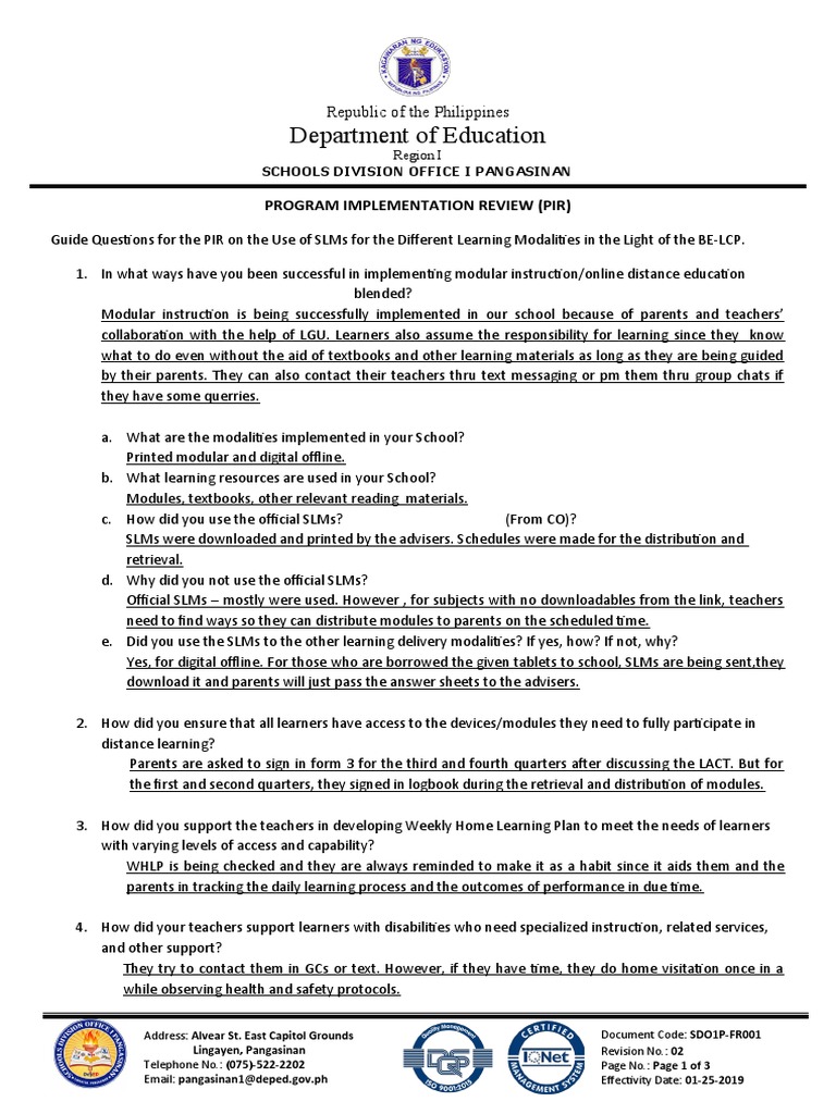 Program_Implementation_Review | PDF | Learning | Distance Education