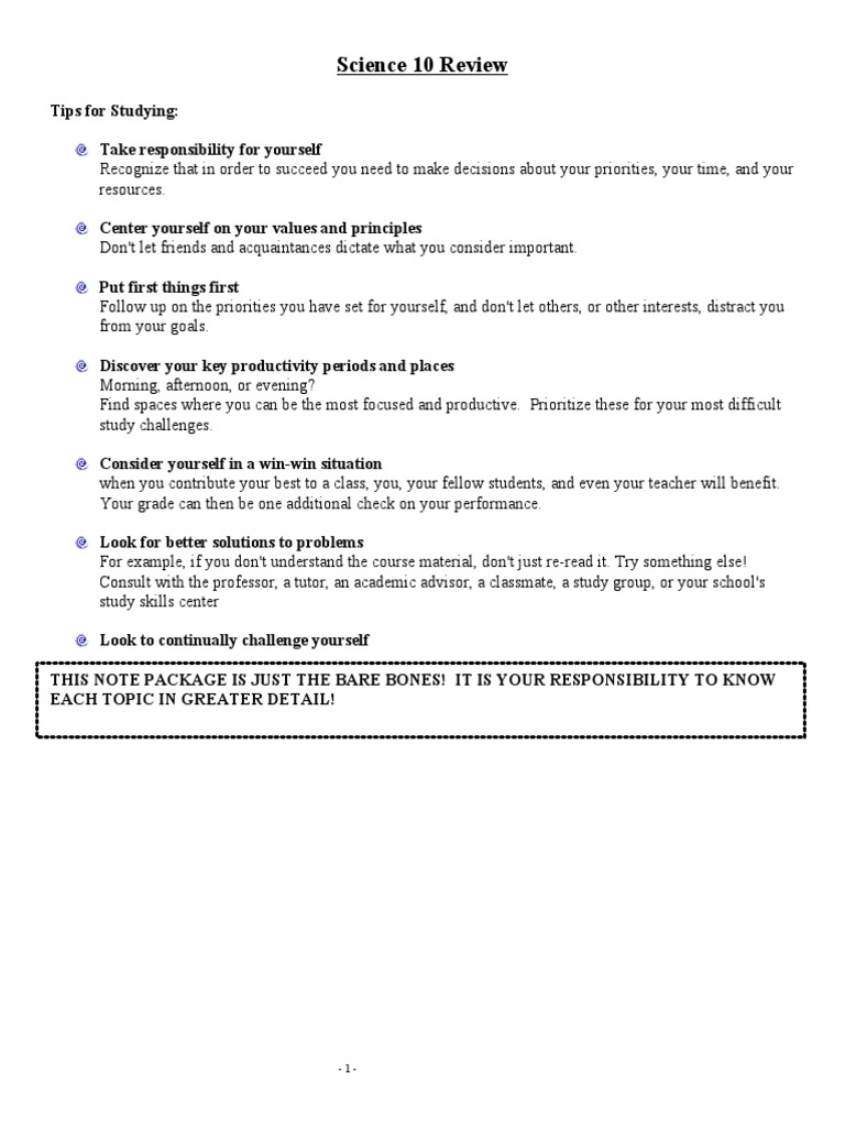 Science Study Guide for Students | PDF | Ion | Chemical Compounds
