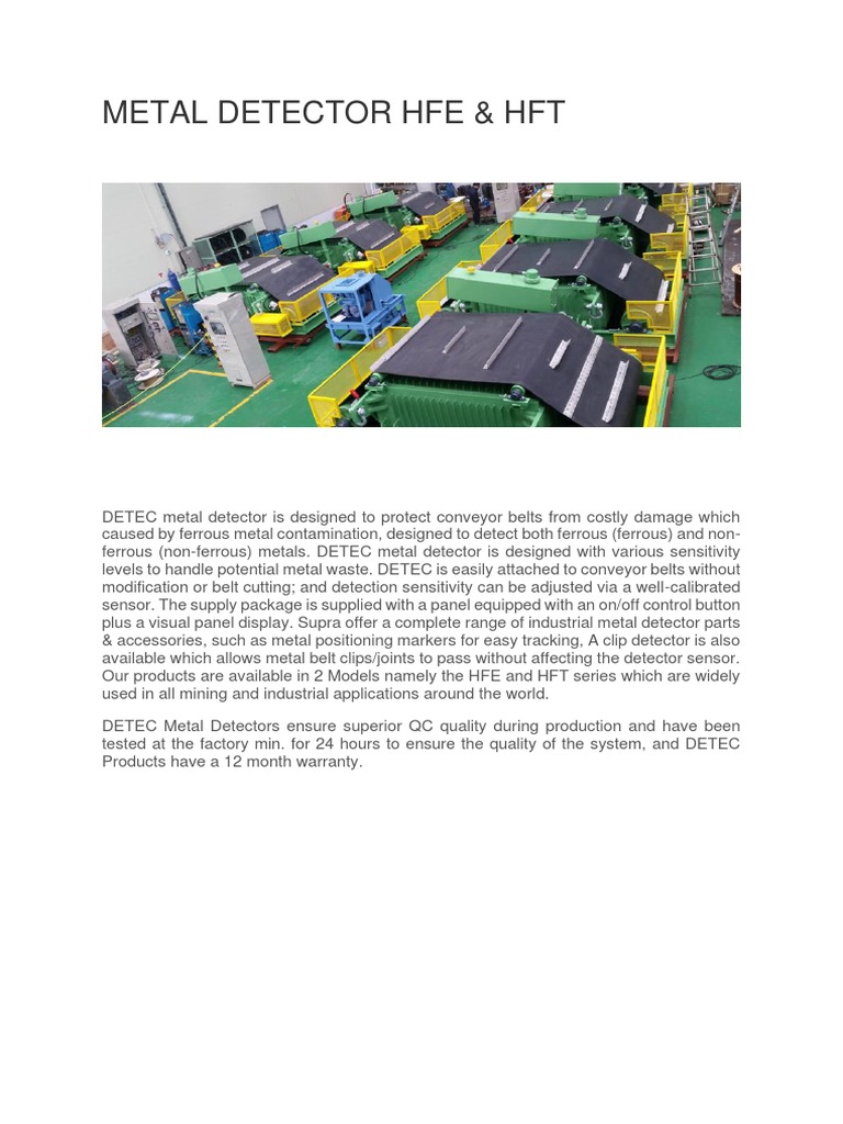 DETEC HFE & HFT Metal Detectors | PDF