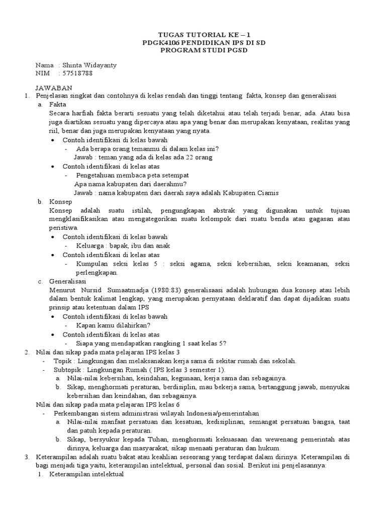 Konsep dan Keterampilan IPS SD | PDF