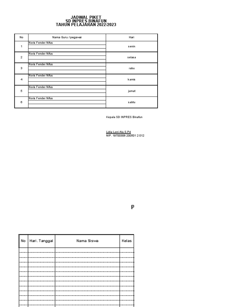 Contoh Buku Piket, Catatan Guru, Dan Jurnal Kelas (Absen) Siswa Di ...