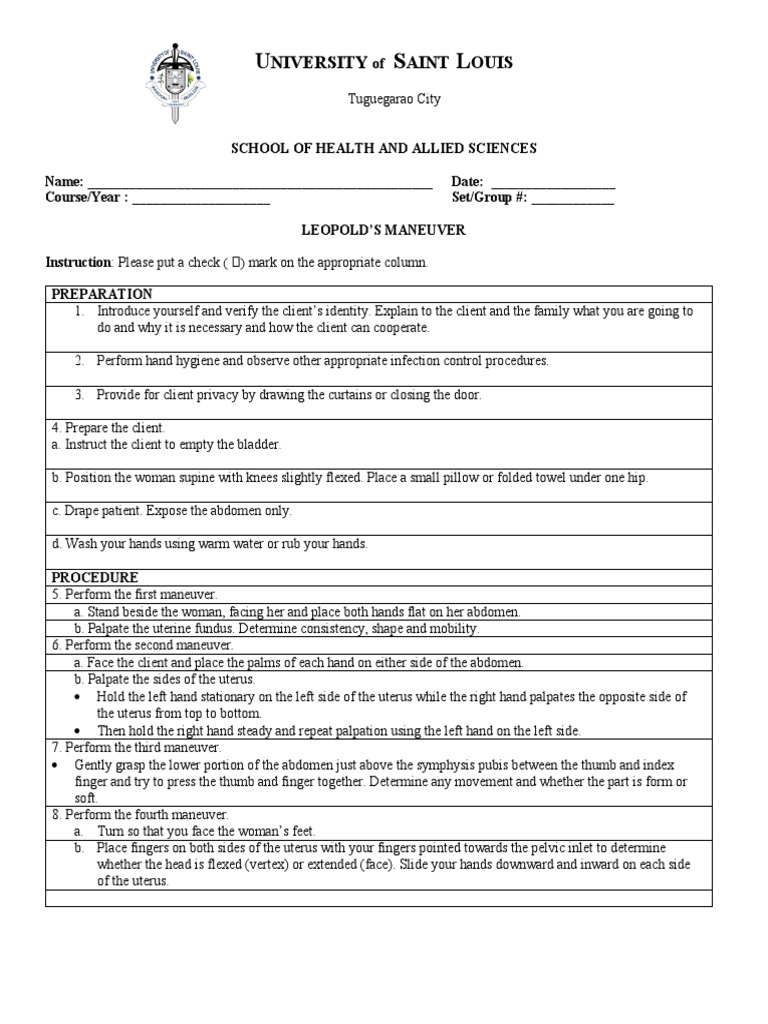 MCN 1 Skills Lab - Checklist | PDF | Injection (Medicine) | Labia