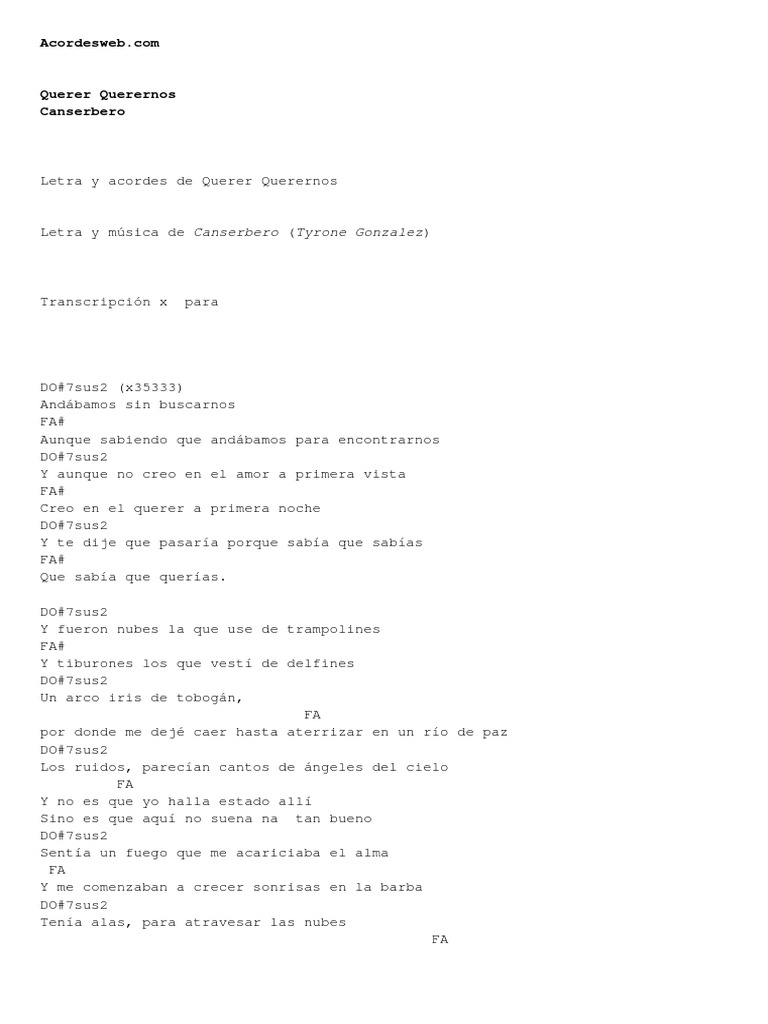 Letra y Acordes de "Querer Querernos" | PDF