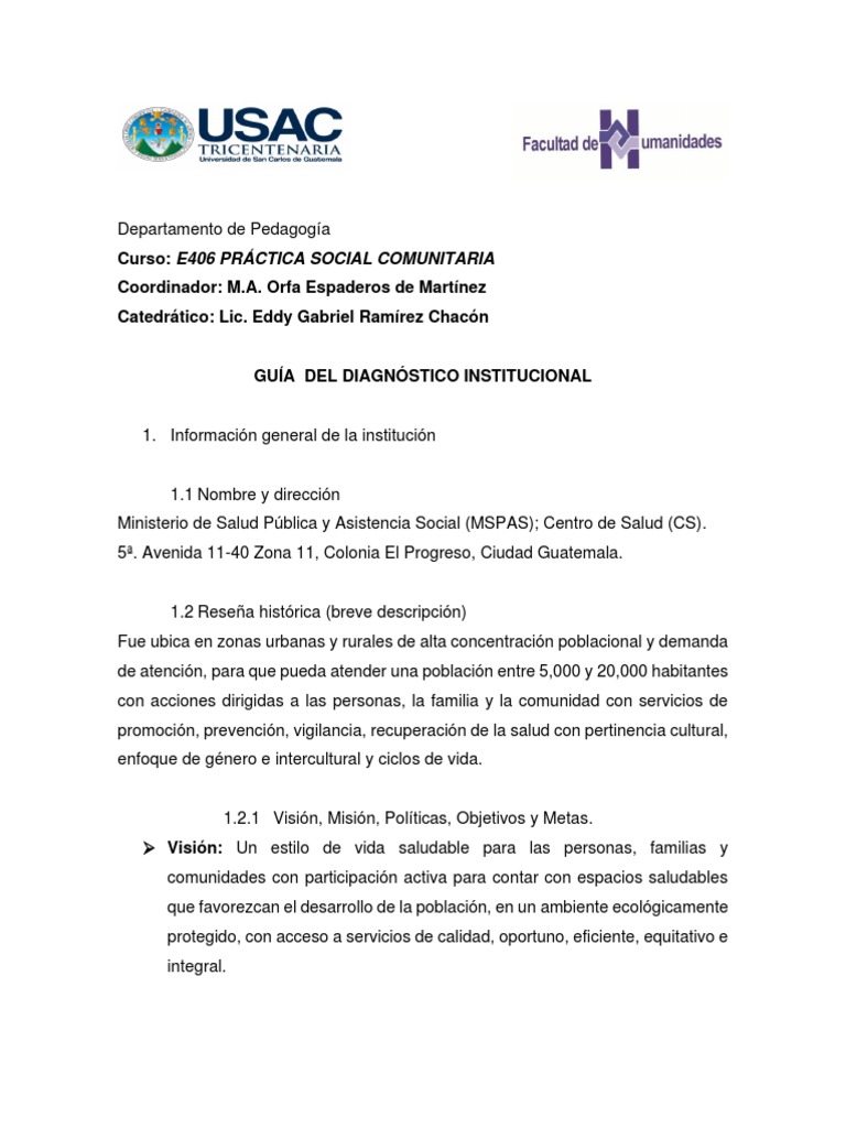 Diagnóstico Institucional | PDF | Enfermería | Hospital