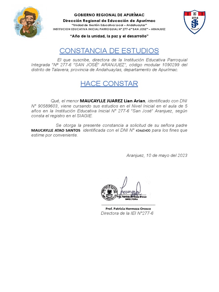 Constancia de Estudio | PDF