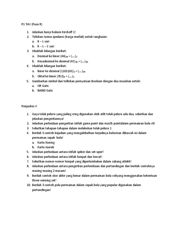 Soal Mid p1 Tav | PDF