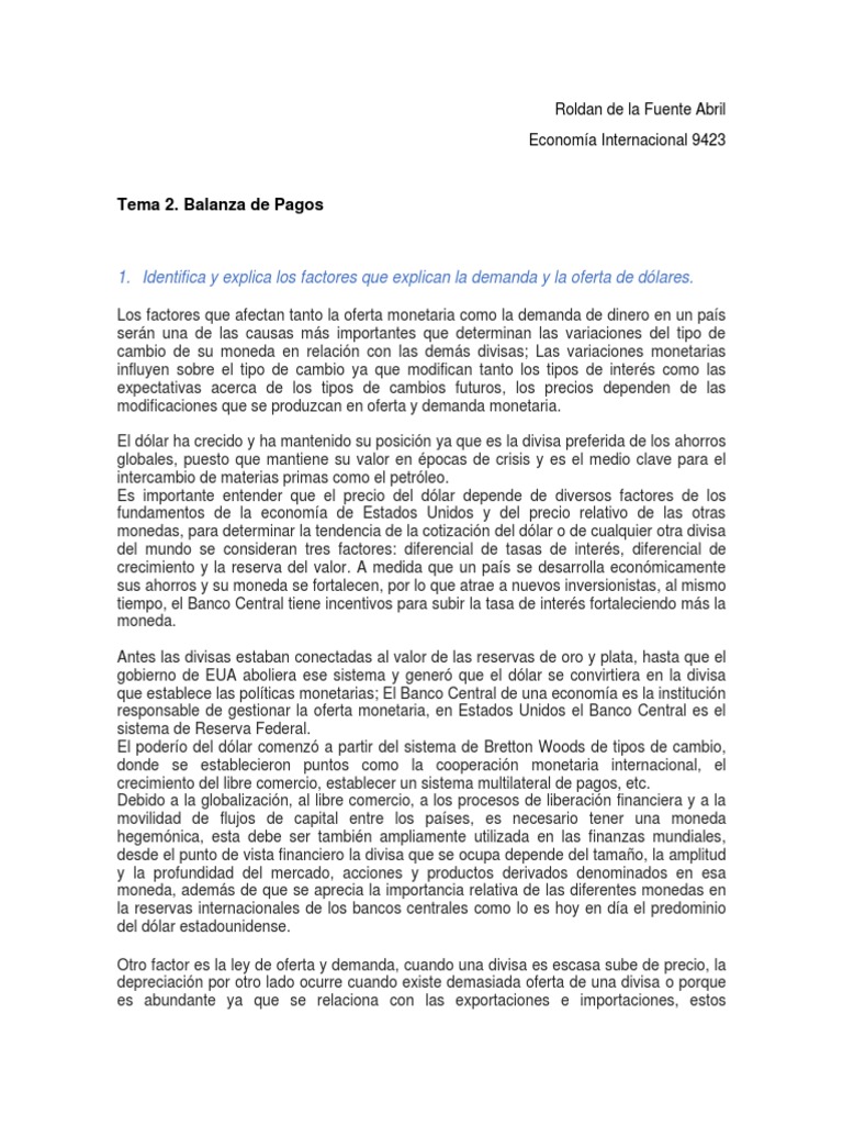 Roldan de La Fuente Abril - Balanza de Pagos - T2-Act1 | PDF