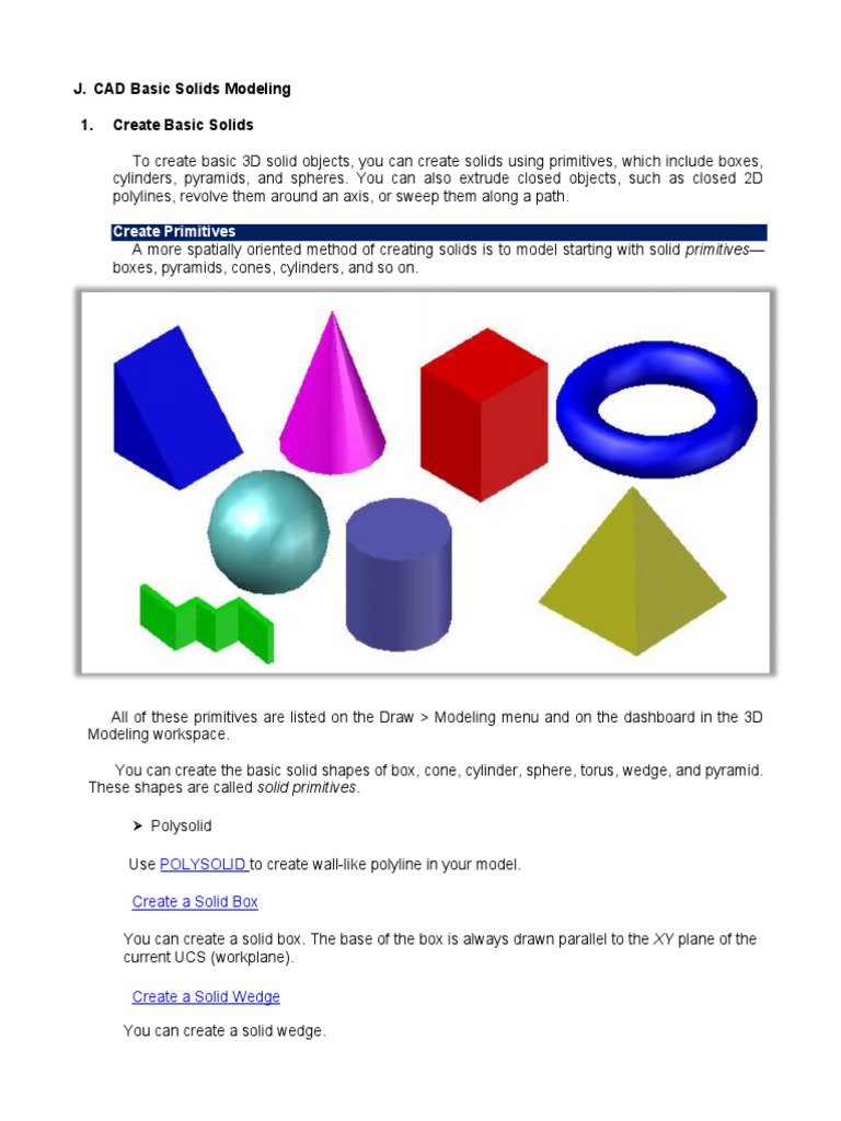 CAD Basic Solids Modeling EXERCISES PDF | PDF | Extrusion | Sphere