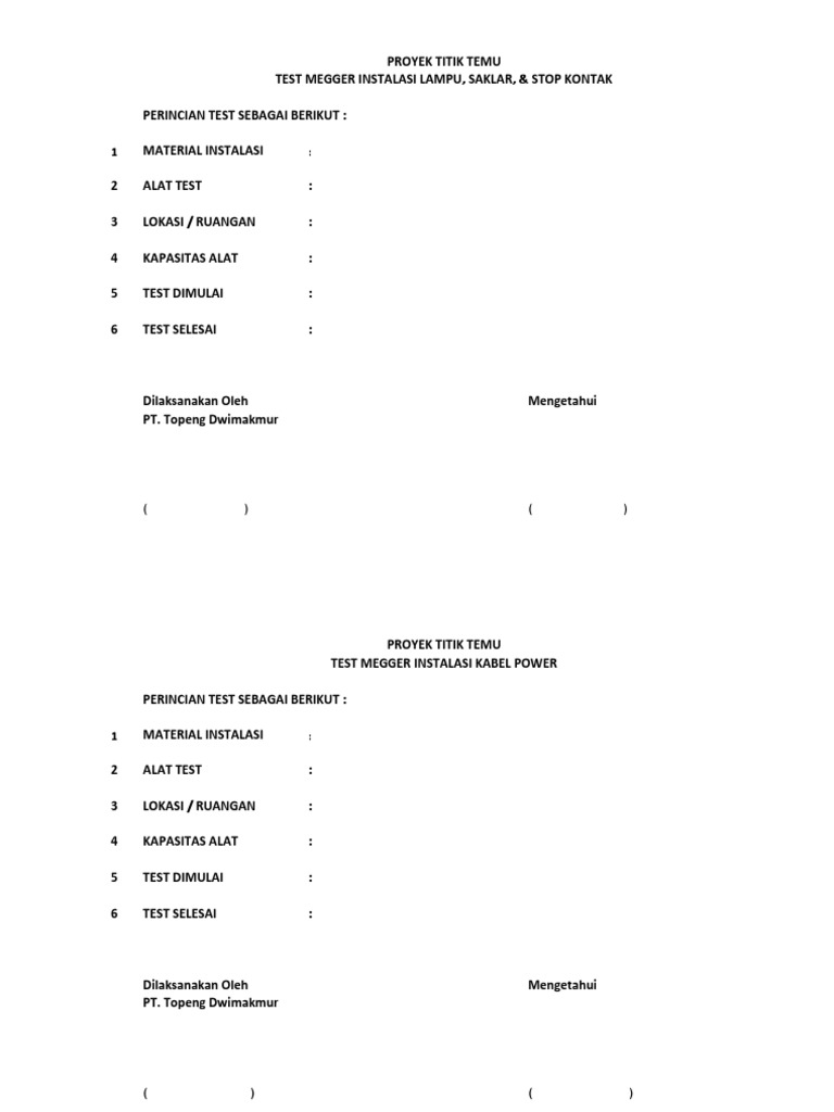 Form Dokumentasi Pengetesan | PDF