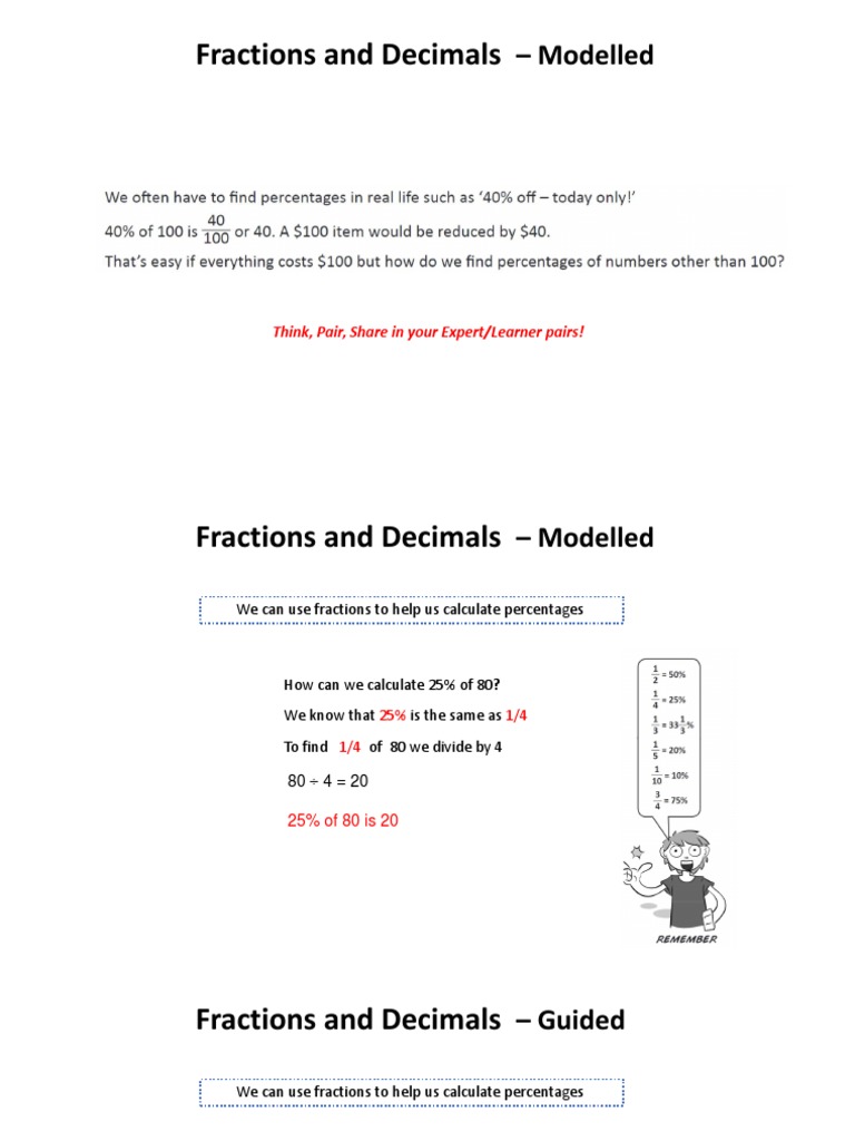Stage 3 Maths Lesson - Decimals and Percentages | PDF | Percentage | Odds