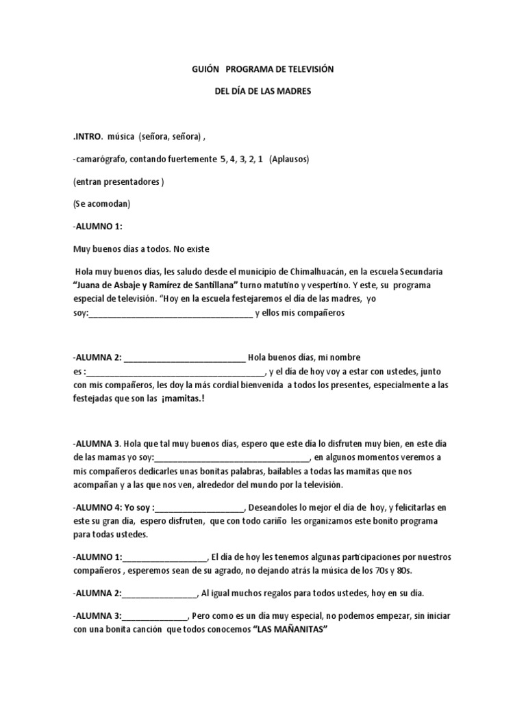 Guión Programa de Televisión | PDF