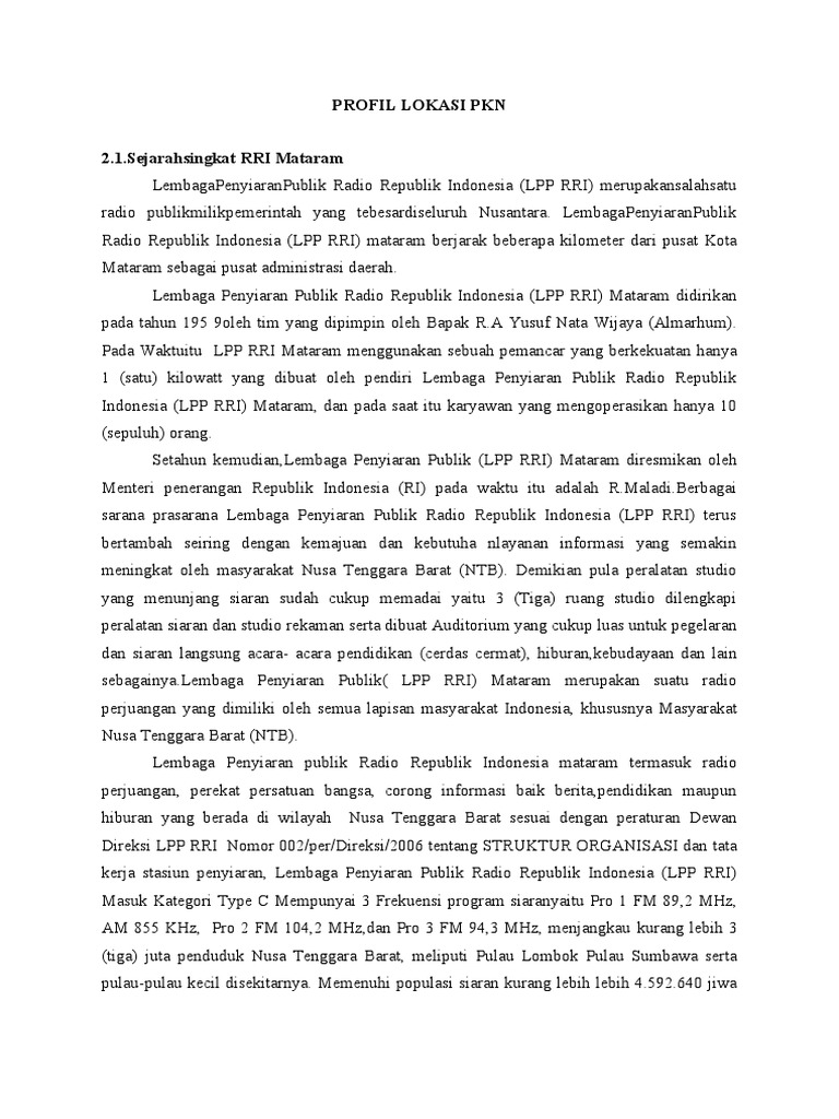 Sejarah Singkat Rri Mataram | PDF | Perjalanan