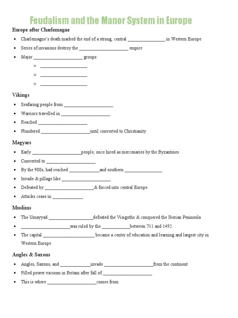 02 - Feudalism and Manor System Notes Page 2 | PDF | Feudalism | Europe