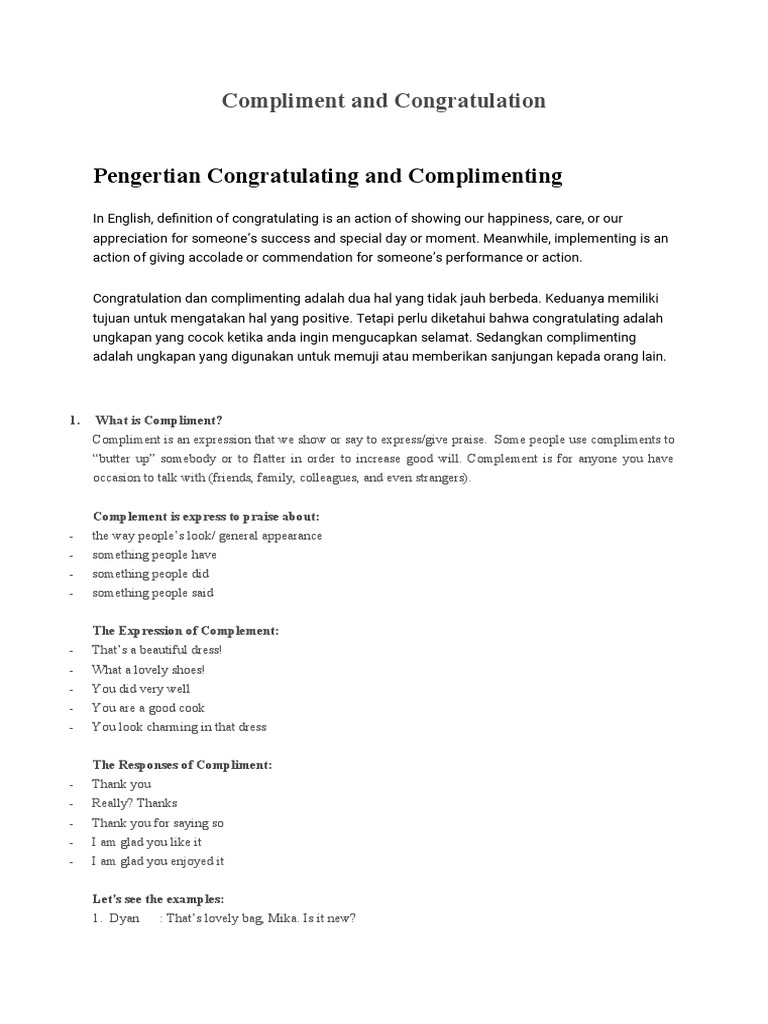 Compliment and Congratulation | PDF | Self-Improvement