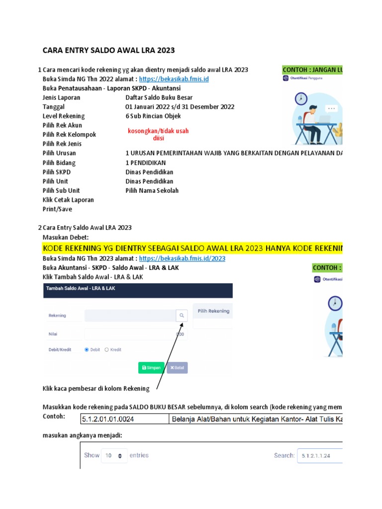 Cara Entry Saldo Awal LRA 2023 | PDF | Bisnis