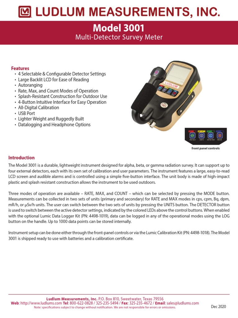 Ludlum M3001 Datasheet PDF | PDF | Electronics | Computing