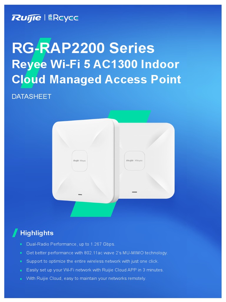 Ruijie RG-RAP2200 Access Point Specs | PDF | Wi Fi | Ieee 802.11