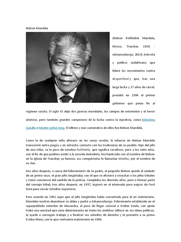 Nelson Mandela | PDF | Nelson Mandela | Segregación racial