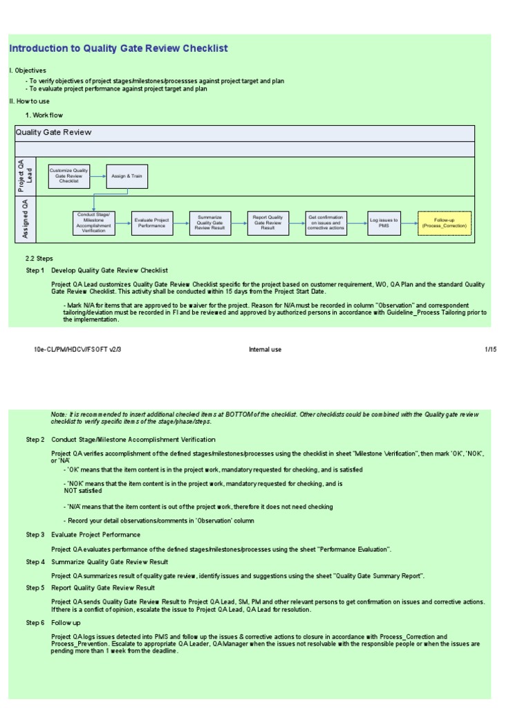 Checklist - Quality Gate Review | PDF | Information