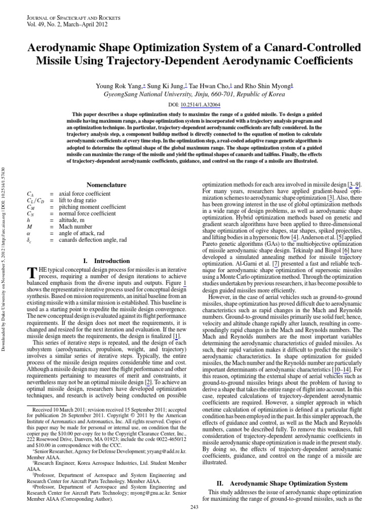 Yang - 2012 - Aerodynamic Shape Optimization System of A Canard ... Yang - 2012 - Aerodynamic Shape Optimization System of A Canard ...