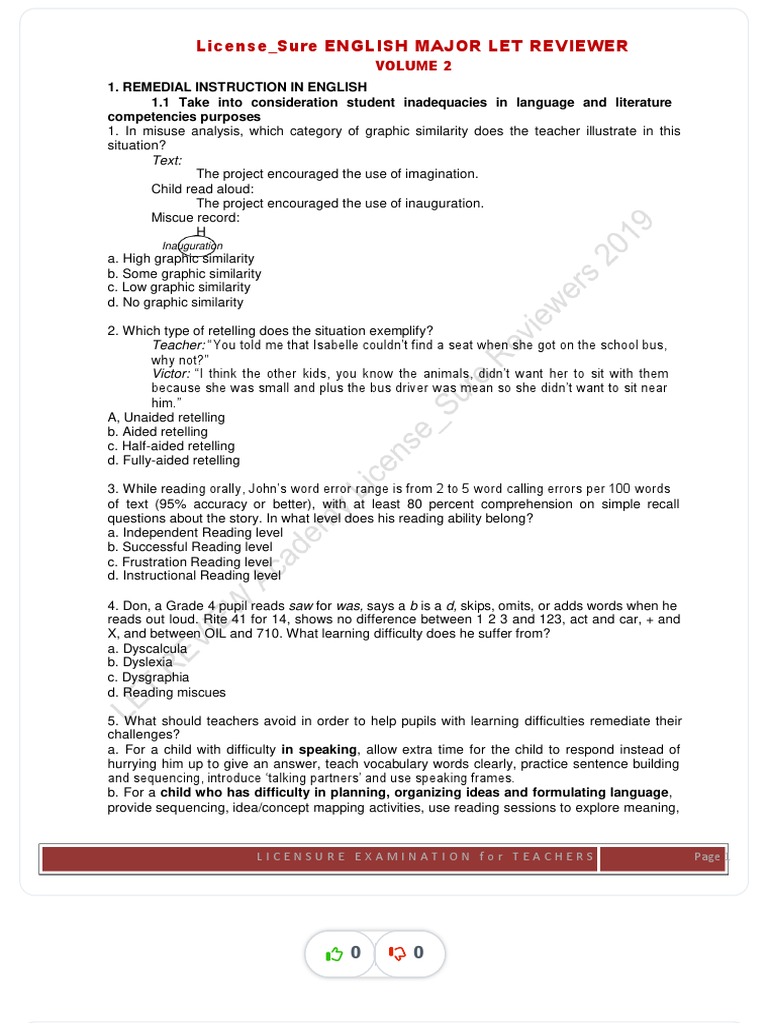 English Major LET Reviewer Volume 2 | PDF | Language Education | Curriculum