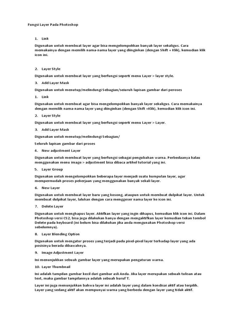 Fungsi Layer Pada Photoshop | PDF | Metode & Bahan Ajar | Teknologi & Rekayasa