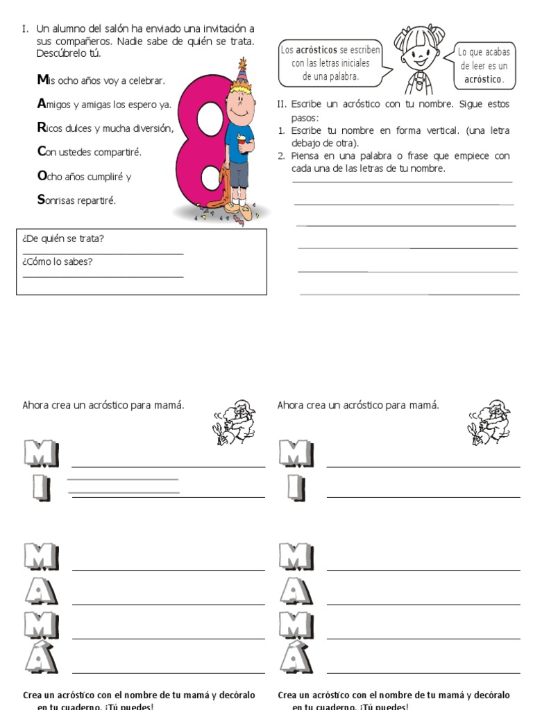 Crea tu propio acróstico divertido | PDF
