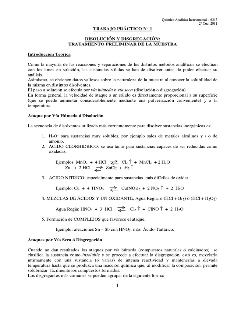TP Disolución y Disgregación | PDF