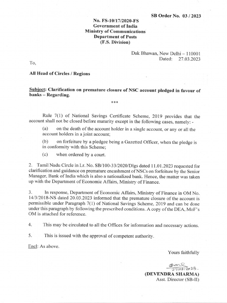 SB Order No 03 2023 | PDF | Economy Of India | Government Institutions