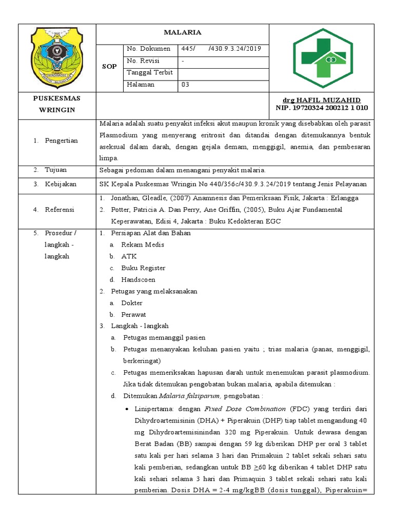 SOP Malaria | PDF