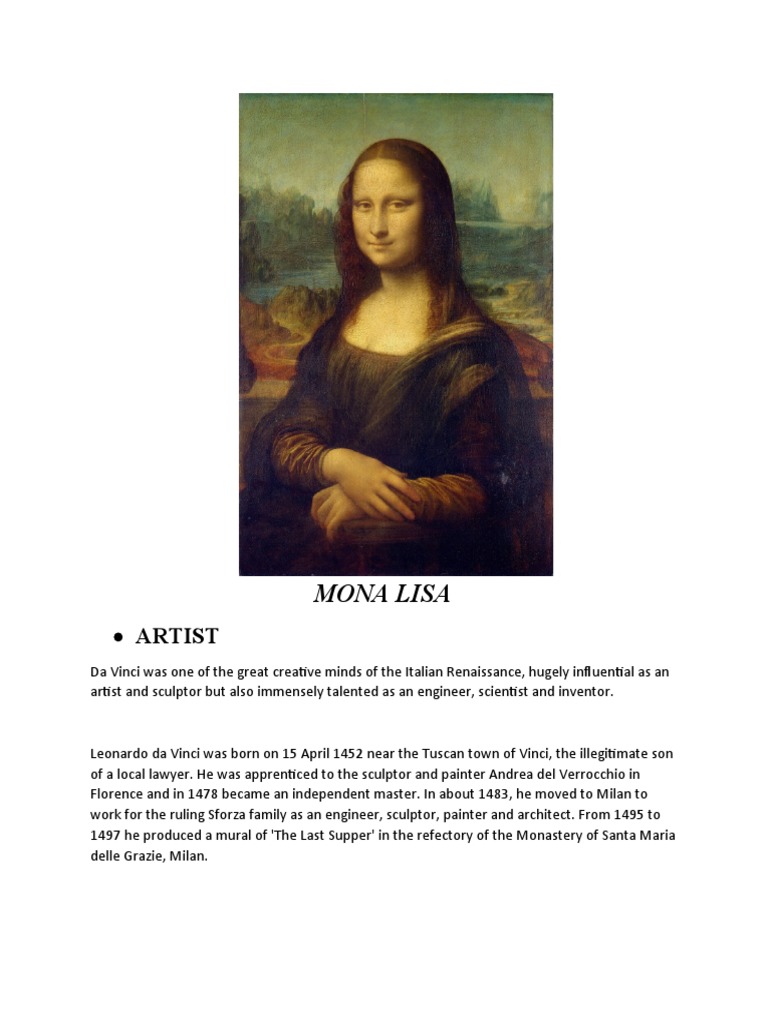 Mona Lisa | PDF | Leonardo Da Vinci | Aesthetics