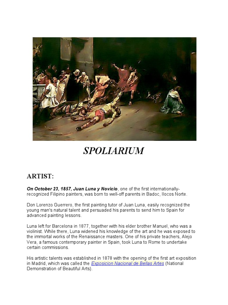 Spoliarium: Juan Luna's Masterpiece | PDF