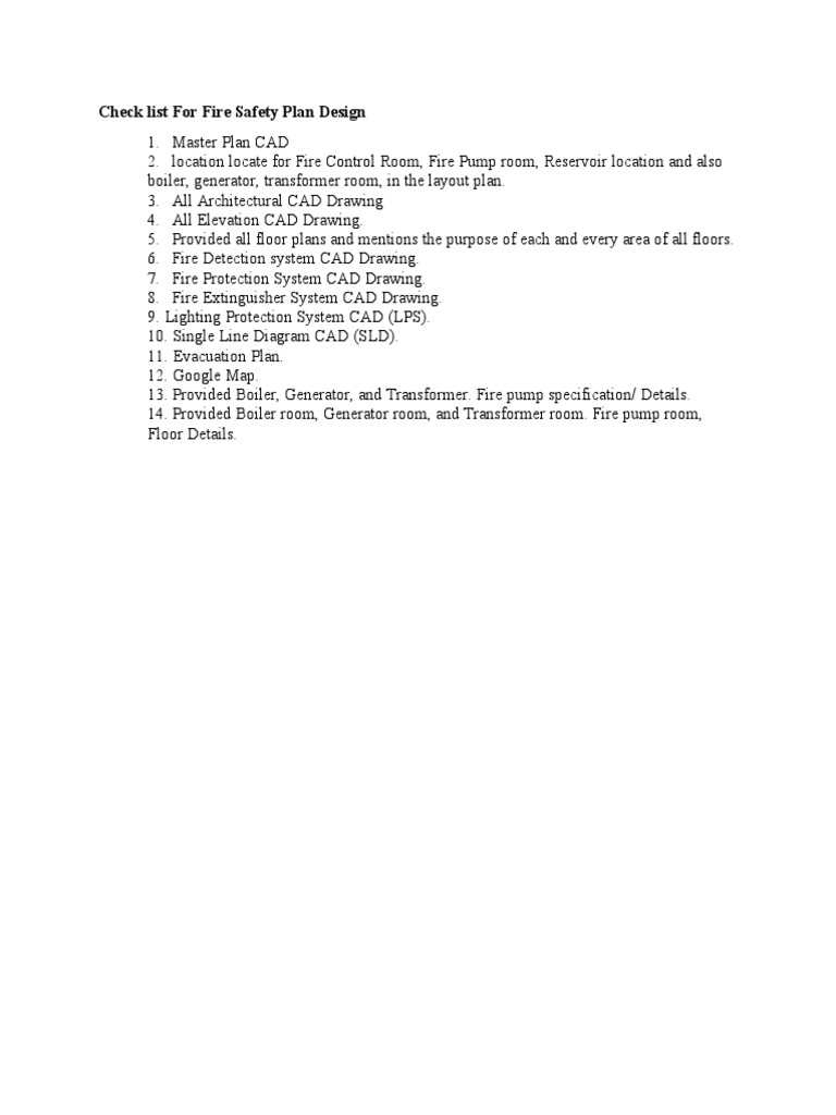 Fire Safety Plan Design Checklist | PDF